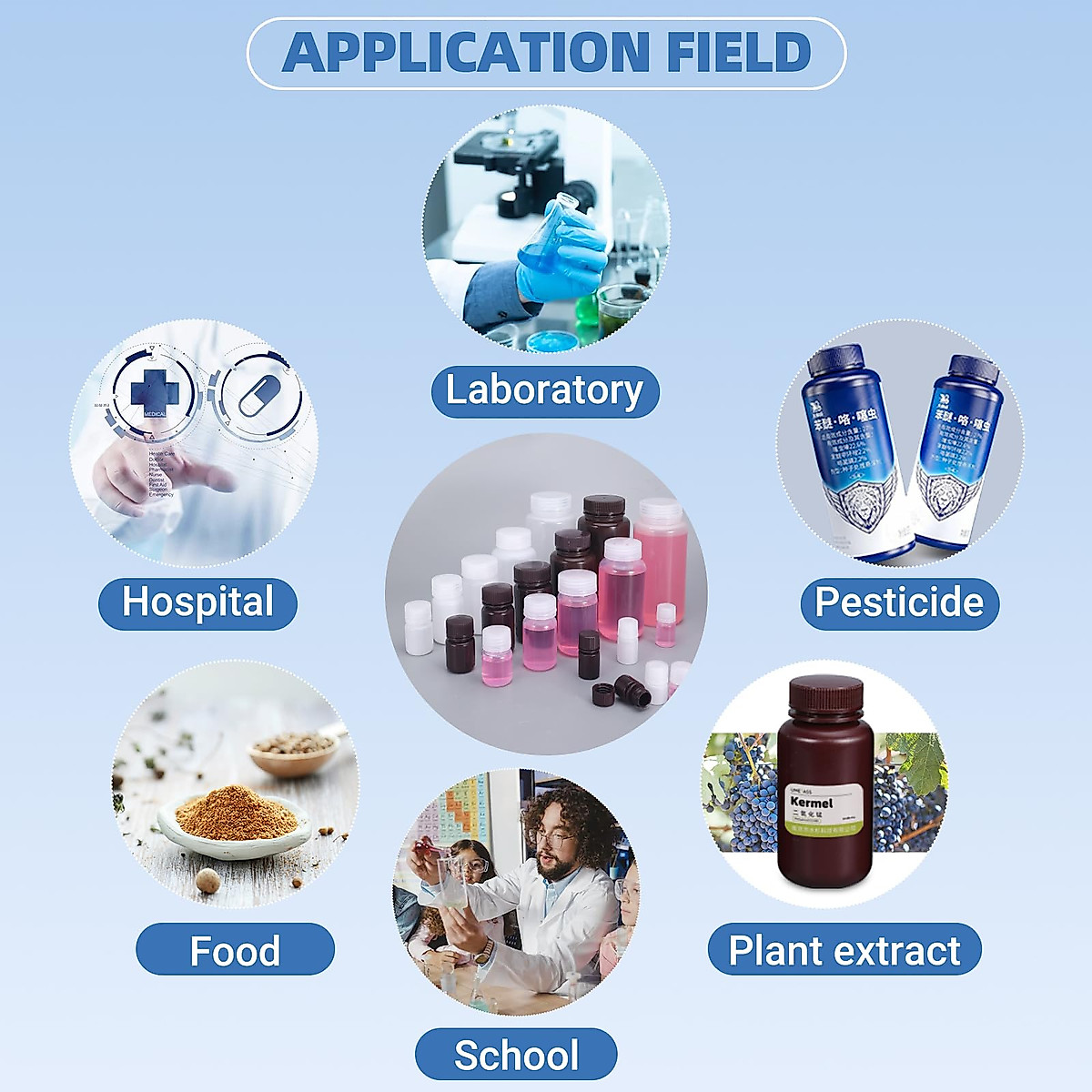 UMETASS 1 oz Wide Mouth Lab Reagent Bottle, Laboratory Grade Chemical Container, Sealed Leak-proof Translucent HDPE Bottle, Pill Bottle, Water Sample Bottle(5 Pcs)