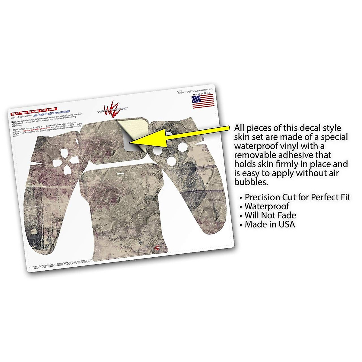 WraptorSkinz Skin Wrap compatible with Sony PS5 DualSense Controller Pastel Abstract Gray and Purple (CONTROLLER NOT INCLUDED)