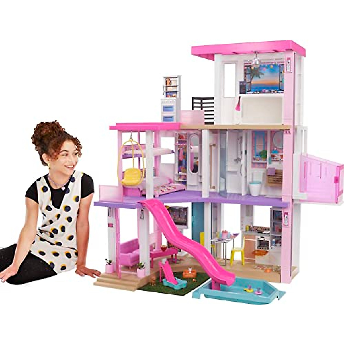 Barbie DreamHouse, Doll House Playset with 75+ Furniture & Accessories, 10 Play Areas, Lights & Sounds, Wheelchair-Accessible Elevator