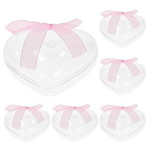 ABOOFAN 6pcs Transparent Heart-Shaped Boxes Food Grade Plastic Boxes Wedding Party Gift Boxes Fillable Heart Shaped Clear Container Birthday Present and Candy Packing Boxes 10cm Pink