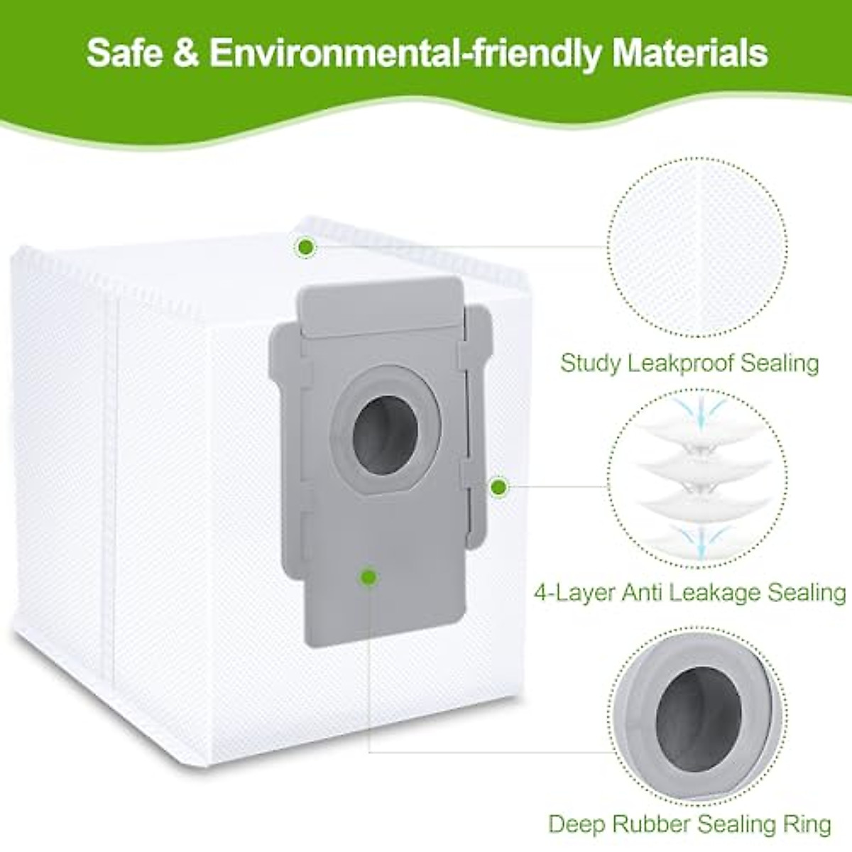 12 Pack Replacement Roomba Vacuum Bags, Compatible with iRobot Roomba i7, i7+, i3, i3+, j7, j7+, i8, i8+, i4, i4+, i6, i6+, i7Plus, s9, s9+, i & s & j Series Automatic Disposal Dust Bags