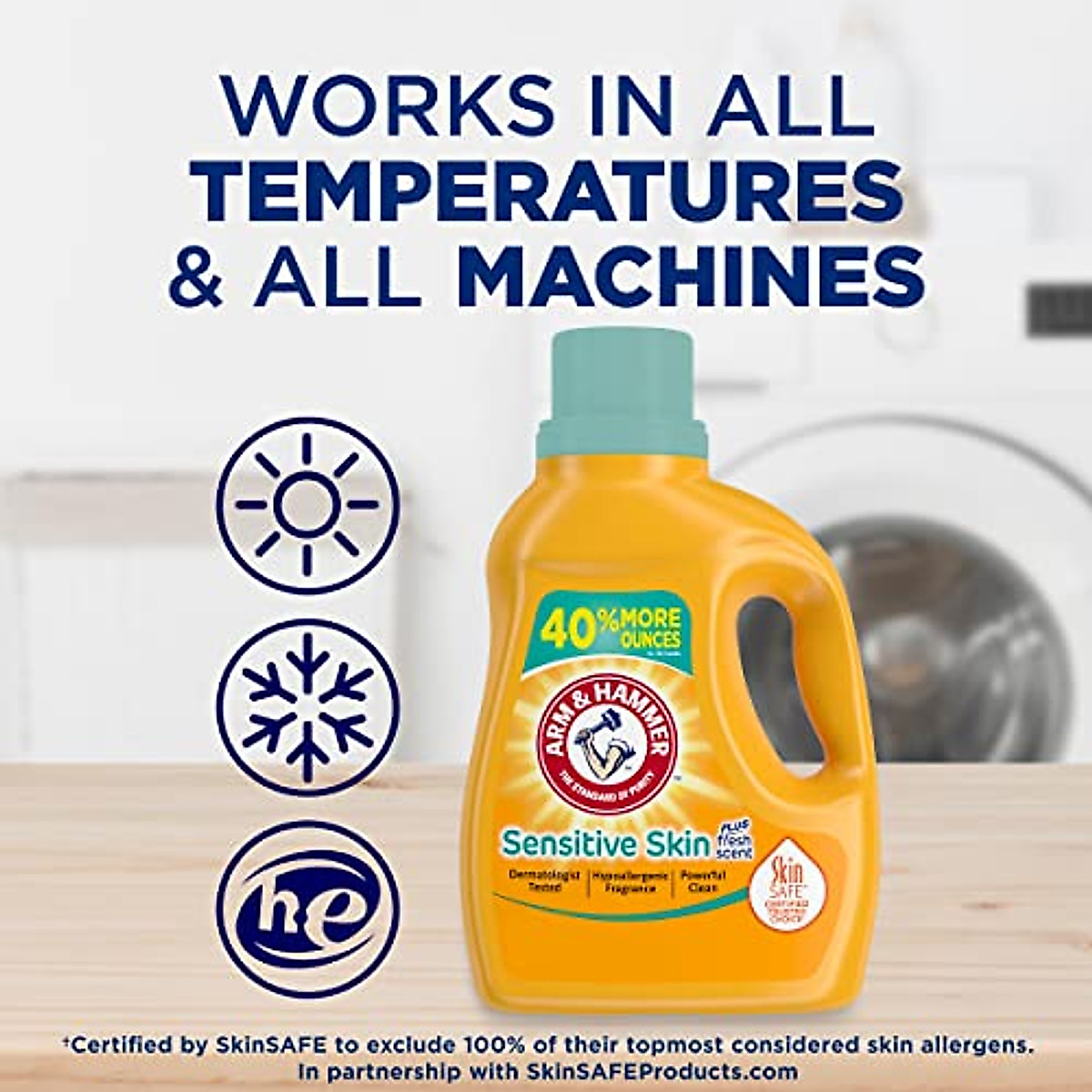 Arm & Hammer Sensitive Skin Plus Fresh Scent, 105 Loads Liquid Laundry Detergent, 105 Fl oz