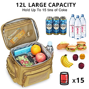 ATRIPACK Lunch Box for Men, Tactical Lunch Bag MOLLE Webbing Leakproof Insulated Large Lunch Cooler Women Adult Meal with Adjustable Shoulder Strap Durable Lunch Pail (Brown)