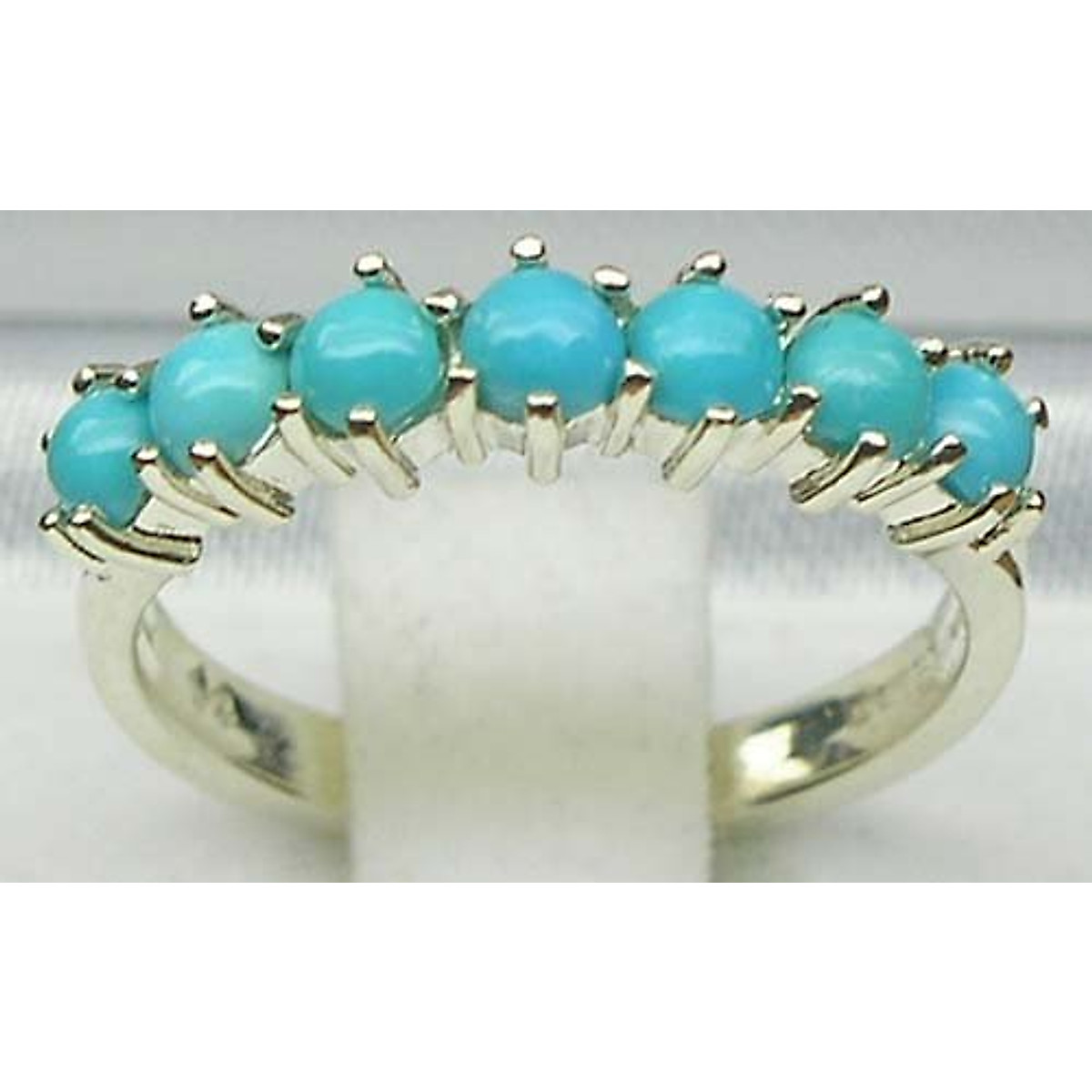 LetsBuyGold 925 Sterling Silver Real Genuine Turquoise Womens Anniversary Ring - Size 8