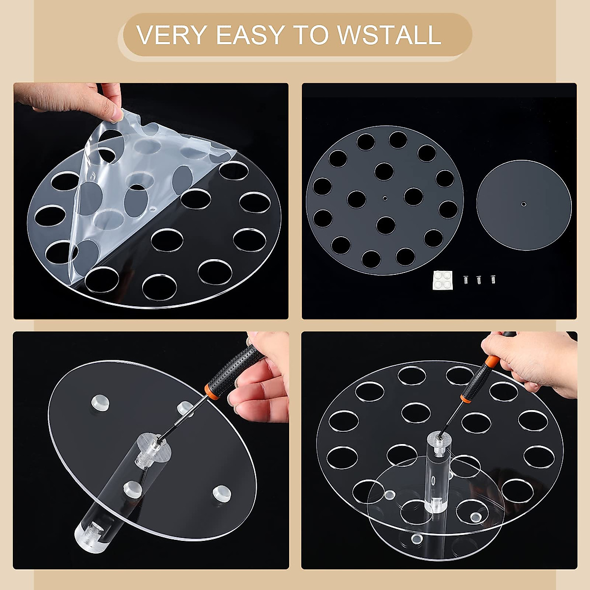 2 Pieces Ice Cream Cone Holder with 100 Pieces Disposable Wood Cones, 16 Holes Food Stand Acrylic Cone Display Stand Hand Roll Sushi Stand Rack for Weddings Baby Showers Birthday Parties Favors