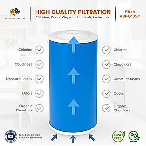 Aquaboon Premium 5 Micron 10" x 4.5" Whole House Coconut Shell Granular Activated Carbon (GAC) Water Filter Replacement Cartridge, 2 Pack