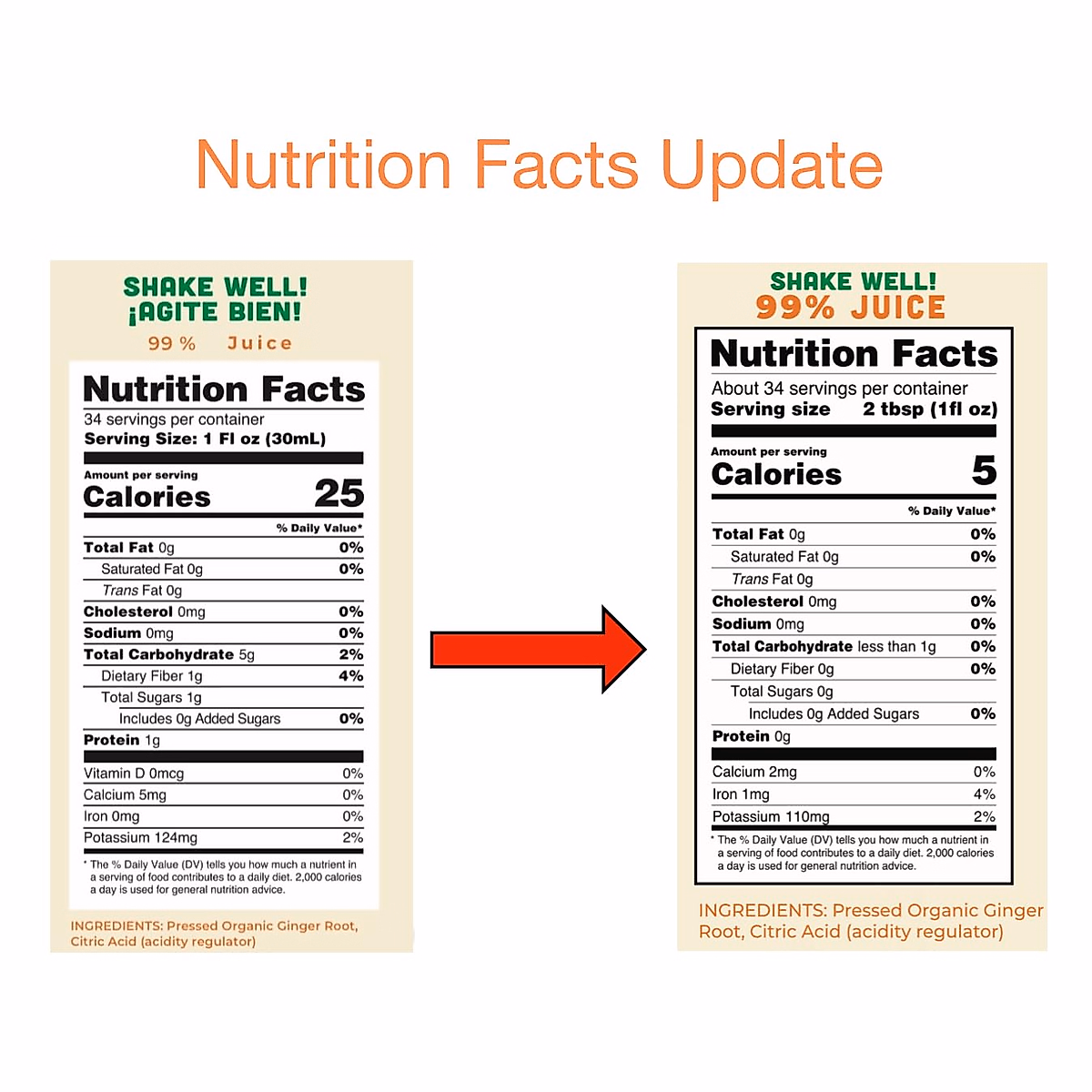 Lucy's Family Owned - PERUVIAN Organic 99% Pure Ginger Juice, 34 oz. Glass Bottle (Made From Fresh Pressed)