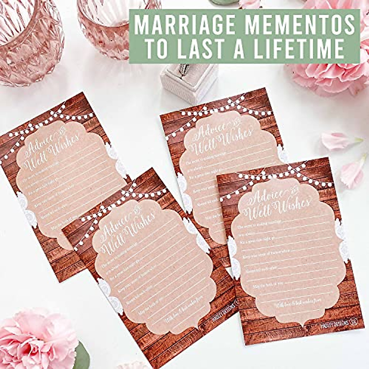 50 Rustic Wedding Advice Cards - Wedding Card Boxes For Reception, Wedding Guest Book Alternative, Advice Cards For Bride and Groom, Bridal Shower Games For Guests, Advice For the Bride Wedding Games