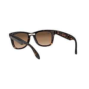 Ray-Ban RB4105 Folding Wayfarer Polarized Sunglasses, Light Havana/Brown Gradient I, 54 mm