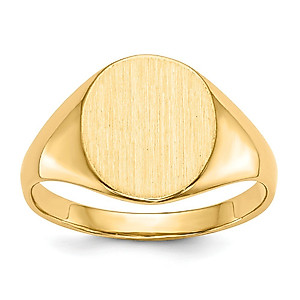 Solid 14k Yellow Gold 11.0x9.5mm Open Back Engravable Monogram Signet Ring Band Size 5