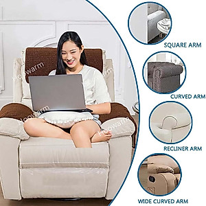 Recliner Couch Covers ，Sofa Armrest Cover with Pockets，Headrest Cover ,Quilted Recliner Chair Arm Cover，1/2/3 Seat Armchair Slipcovers Nonslip Furniture Protector ( Color : A17 , Size : 1-seater sofa/