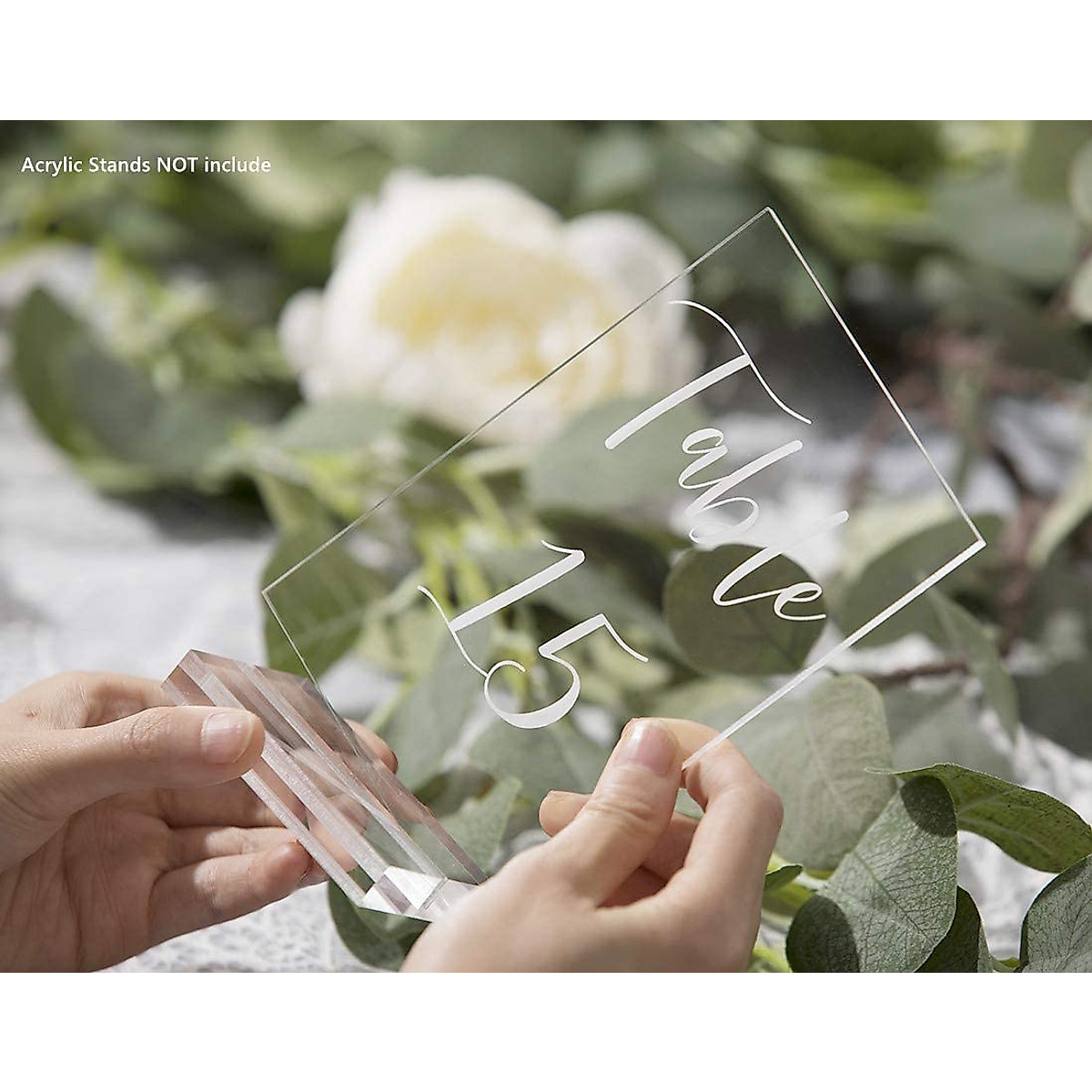 UNIQOOO Acrylic Wedding Table Number | 4x6 inch 1-20 Printed Calligraphy Sign, Holder NOT Included