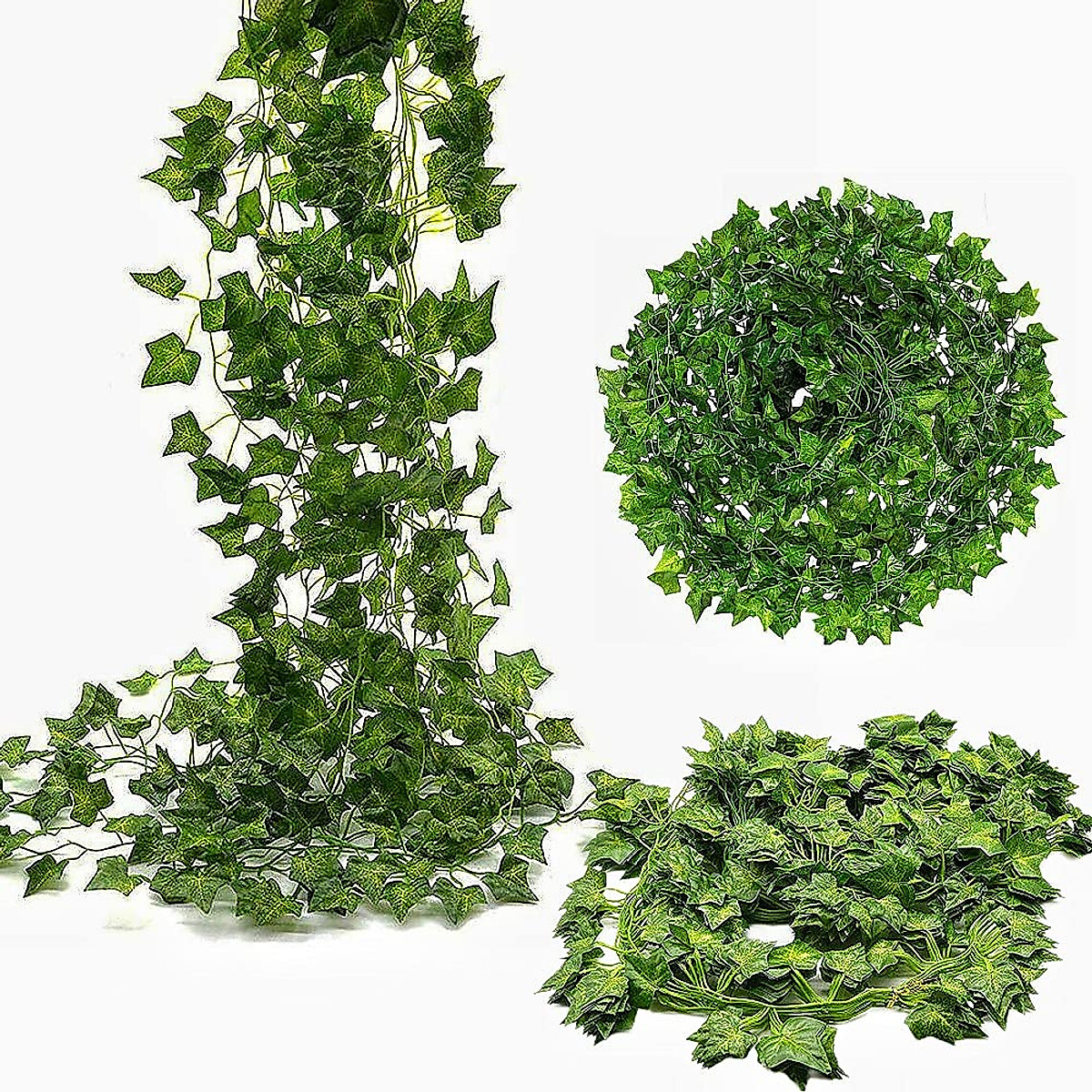 24 Strands Artificial Ivy Fake Ivy Vine Ivy Garland Leaves Garland Hanging Plant with 100 Pack of Cable Ties for Weeding Party Garden Home Wall Decoration