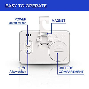 Mini Refrigerator Fridge Thermometer, 2 Pack Digital Freezer Thermometer Waterproof Room Thermometer with Hook, Large LCD Display