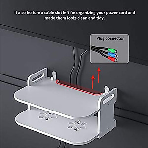Denpetec Floating Shelf for TV Components,TV Box Shelf Thick DVD Player, Wall Hanging Shelf Punching-Free Storage Rack Floating Shelf for Set-Top Box Router Game Consoles for Home