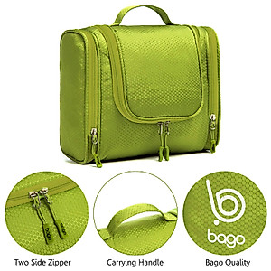 bago Travel Toiletry Bag for Women and Men X-Large Waterproof Hanging Large Toiletry Bag for Bathroom and Travel Bag for Toiletries Organizer -Travel Makeup Bag (Green)