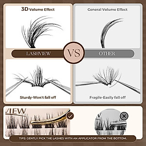 LASHVIEW Cluster Lashes Wispy Cluster Eyelash Extensions 3D DIY Lash Clusters 10-16mm Multilayered Eyelash Clusters, Reusable Fluffy Individual Lashes Cluster(ML 11)