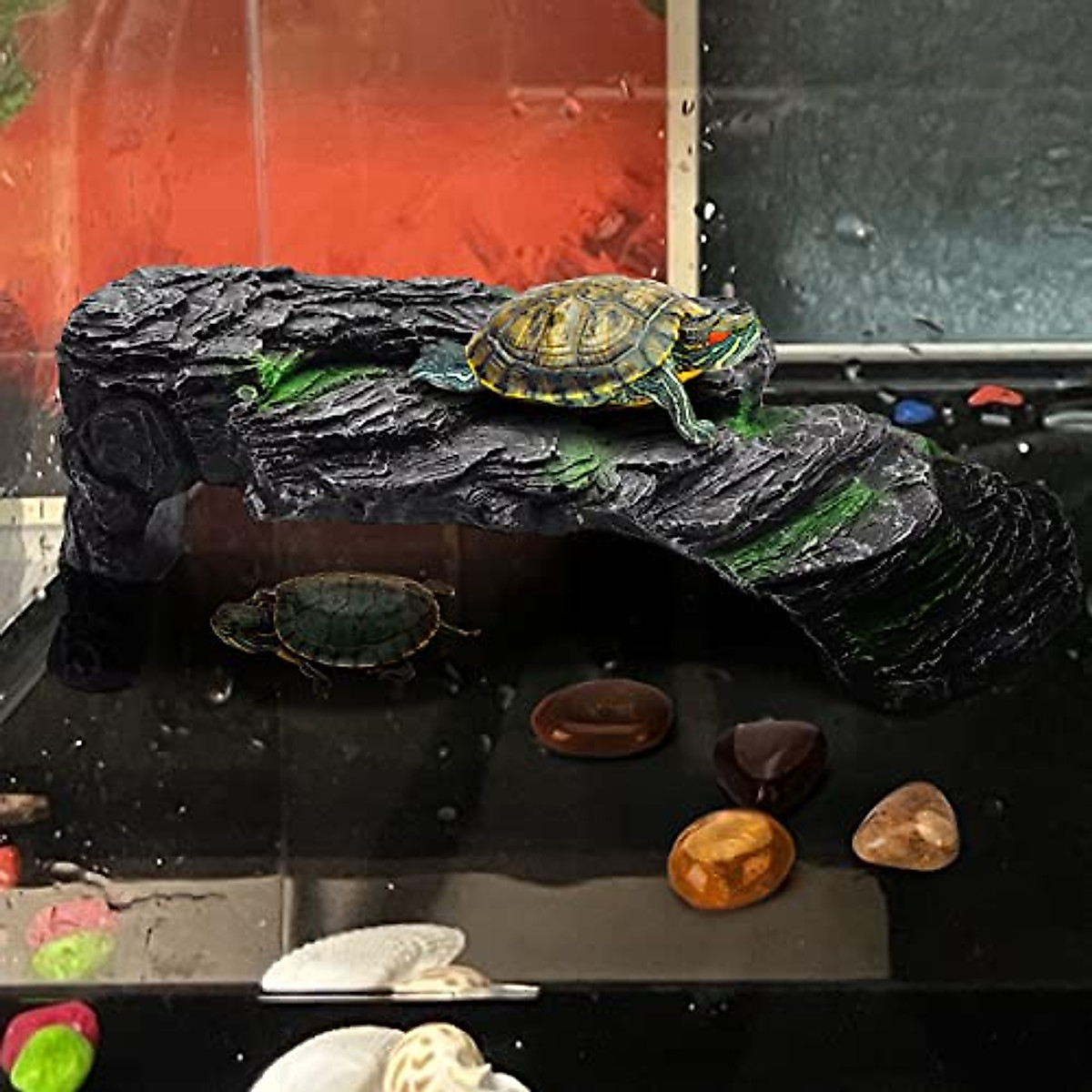 Turtle Basking Platform,Tortoise Dock Resting Rock Turtle Climbing Ramp Shale Step Ledge Aquarium Terrarium Decoration for Tortoise Bearded Dragon Lizard Chamelon Frog Gecko Snakes Iguana Betta Fish