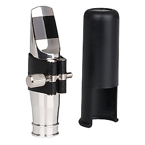 Yibuy Silver Jazz E-flat Alto Saxophone Mouthpiece 7# PU and Leather Cap 90 x 36 mm