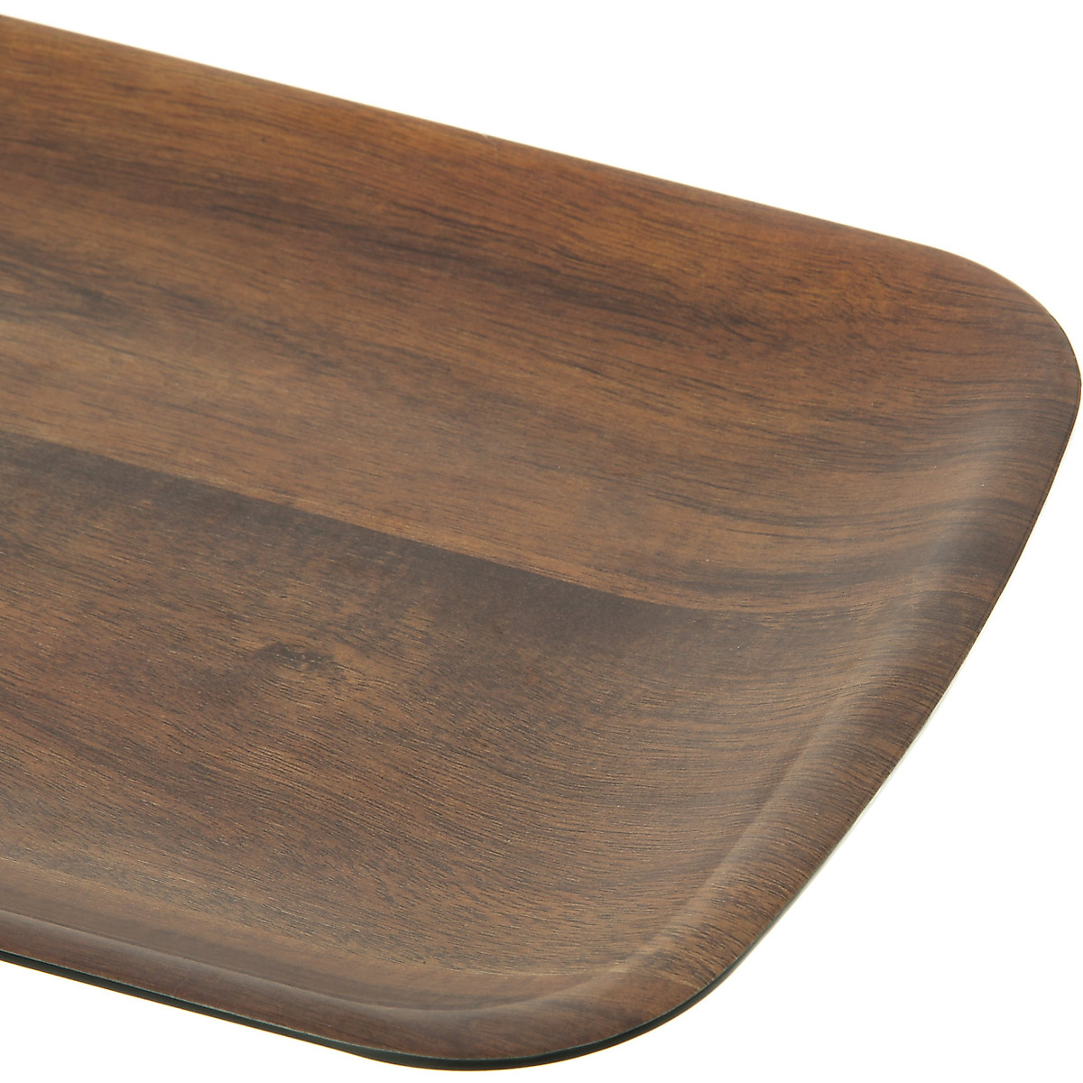 Carlisle FoodService Products Epicure Plastic Rectangle Tray, 13.875" x 7.75", Dark Woodgrain