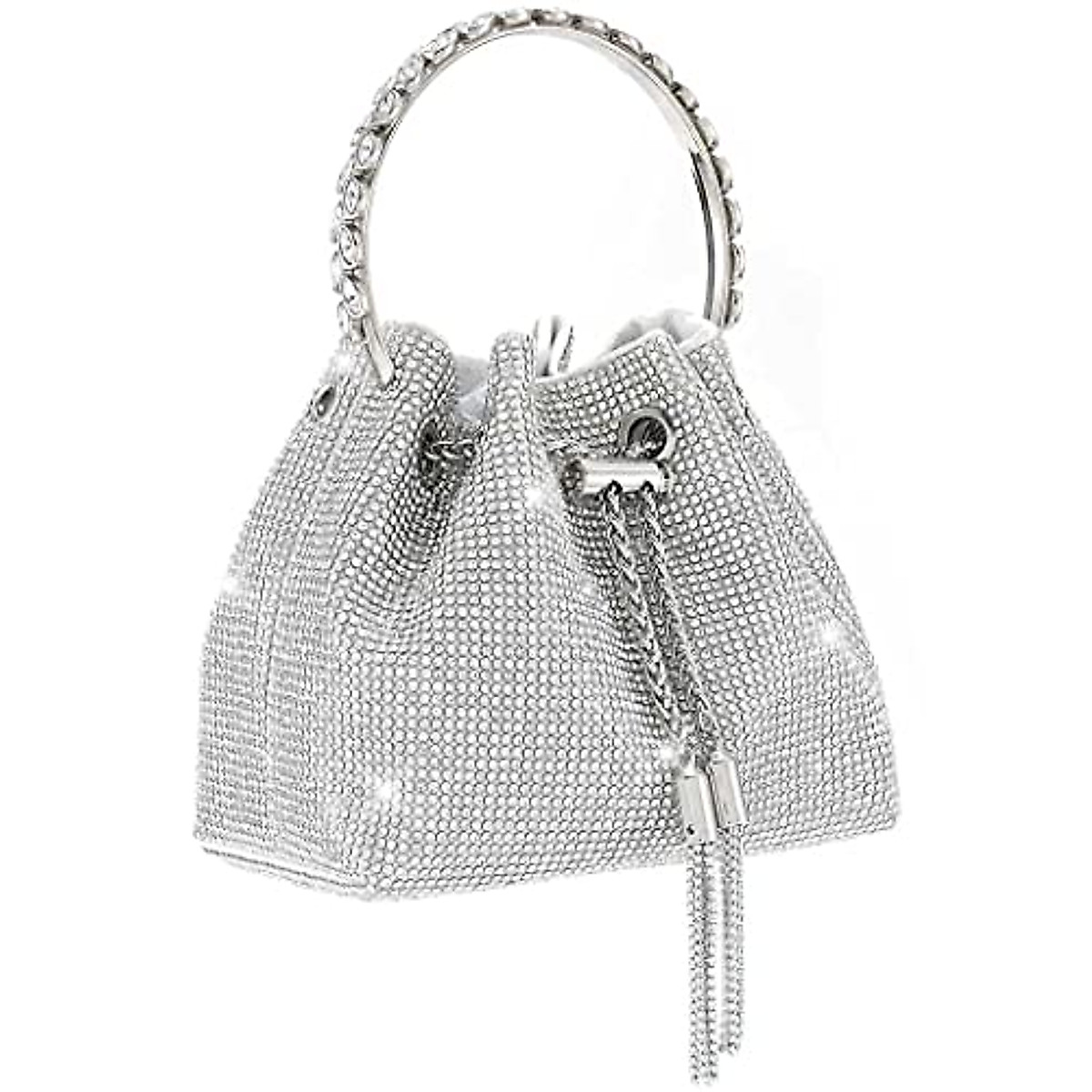 Yokawe Women's Crystals Evening Bag Bling Rhinestone Clutch Purses Silver Shoulder Bag Crossbody Bags Wedding Club Party Prom Handbags