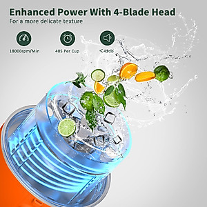 GREECHO Portable Blender, One-handed Drinking Mini Blender for Shakes and Smoothies, 12 oz Personal Blender with Rechargeable USB, Made with BPA-Free Material Portable Juicer, Carrot Orange