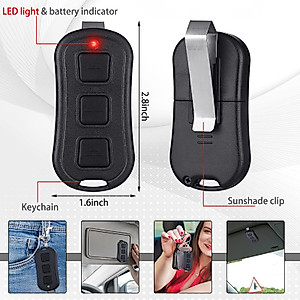 Kingdder Universal Garage Door Opener Remote for Purple Yellow Red Orange Green Learning Buttons Compatible with Chamberlain Liftmaster Garage Door Opener 3 Buttons with Key Chain(Black,3 Pcs)