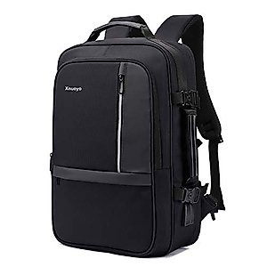 Xnuoyo 17.3 Inch Anti-Theft Convertible Laptop Backpack Briefcase, 8cm Expandable TSA Friendly Schoolbag Water-resistant Rucksack with USB Charging Port & Headphone Port (Black-01)