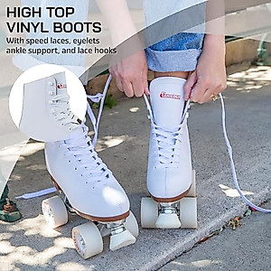 CHICAGO Skates Deluxe Leather Lined Rink Skate Ladies and Girls, White, 8