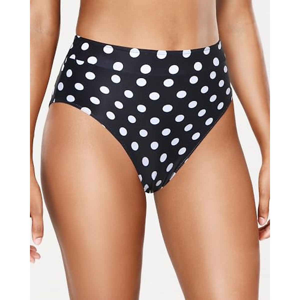 Holipick Women Polka Dot High Waisted Bathing Suit Bottoms Tummy Control Bikini Bottom Swimsuit High Cut Swim Bottom M