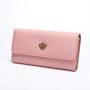 Xeminor Wallet Women's 3 Fold Wallet Ladies Long Wallet Ladies Gift Large Capacity Ladies Wallet Multi-function PU Leather Wallet 1Pcs Pink