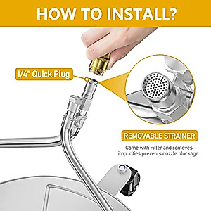 EVEAGE 13.7" "Viper Surround Pressure Washer Surface Cleaner with 4 Wheels Stainless Steel Washer Surface Cleaner & Unique Bending Rod Design 2 Nozzels for Cleaning Driveway, Sidewalk, Max 4000PSI