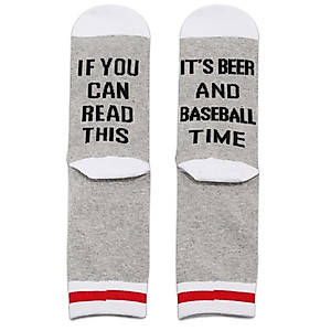 ZJXHPO Baseball Party Gift If You Can Read This It’s Beer And Baseball Time Sock Gifts for Men Baseball Lover Player Gift (Read beer baseball)