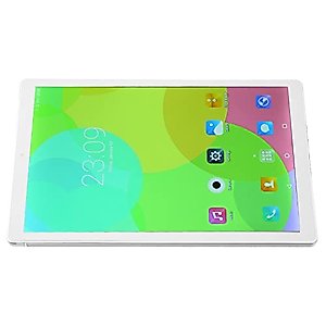 Kufoo Calling Tablet, 100‑240V Silver 6G 128G 10.1 Inch Tablet for Reading (US Plug)