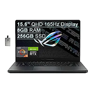 ASUS 2021 ROG Zephyrus 15.6" QHD 165Hz Gaming Laptop Computer, AMD Ryzen 9-5900HS(Beats Intel i7-11800H), 8GB RAM, 256GB PCIe SSD, Backlit Keyboard, GeForce RTX 3070 Graphics, Win 11, Grey, 32GB USB