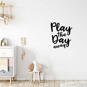 Vinyl Wall Art Decal - Play The Day Away - 23" x 19" - Modern Motivational Educational Quote Sticker for Teen Bedroom Home Closet Kids Room Work Office School Classroom Nursery Decor