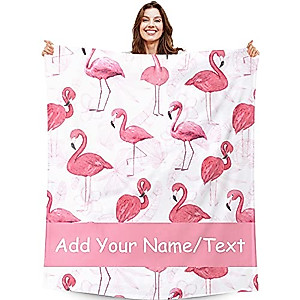Custom Name Flamingo Blanket Gifts, 50"x40" Pink Flamingo Throw Blankets, Personalized Fuzzy Soft Plush Blanket for Girls Women, Gifts for Flamingo Lovers, All Season Throw Blanket for Sofa Bed Couch