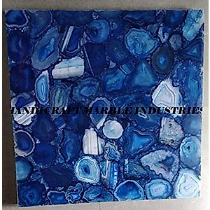 Natural Blue Agate Stone Square Coffee Table Top, Blue Agate Stone Square Counter Top Side Table Top, Coffee Table Top, Kitchen Table Top, Home Decor Table Top, Piece Of Conversation, Family HeirLoom
