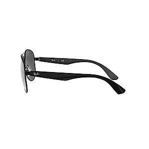 Ray-Ban Men's RB3523 Aviator Sunglasses, Matte Black/Grey Mirrored Silver, 59 mm