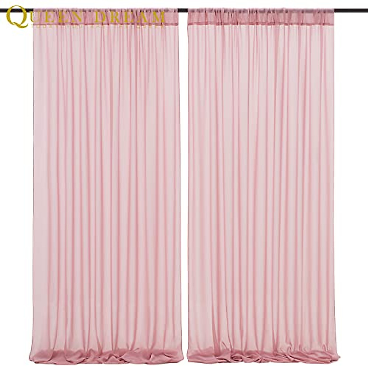 QueenDream 10ft x 10ft Backdrop Curtain for Bridal Shower Dusty Rose Chiffon Background Drapes Sheer Baby Shower Party Decorations