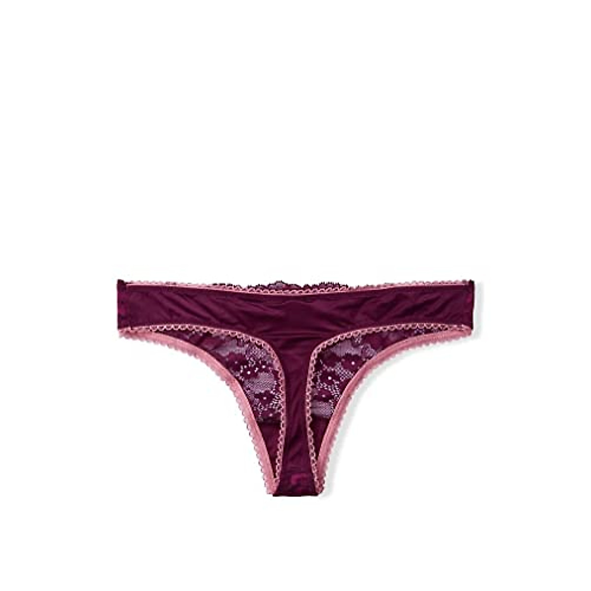 Victoria's Secret Body by Victoria Lace Front Thong Panty, Kir Burgundy, X-Large