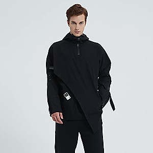 GURUNVANI Men’s Hooded Windbreaker Jacket Zip Up Patchwork Hoodie Anorak