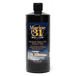 Marine 31 Gel Coat Heavy-Cut Cleaner Wax, 32 Oz. Bottle, Harbor Safe & Eco-Friendly Liquid Oxidation Remover for Painted & Coated Boat Surfaces, M31-241