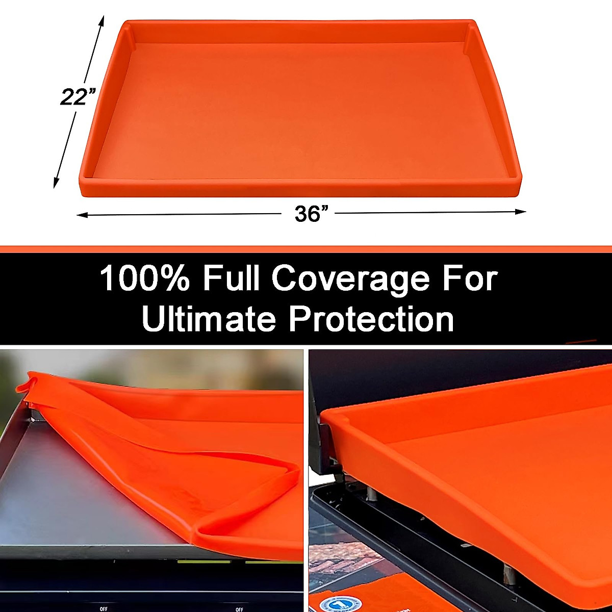 Silicone Griddle Mat for 36 in Blackstone Grill,Grill Buddy Accessories Protective Top Cover Protector Outdoor,Heavy Duty Food-Grade Barbecue Mat(Orange)