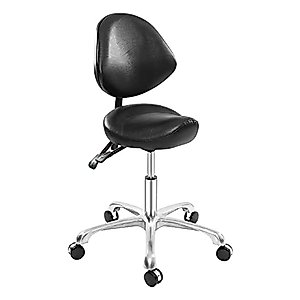 ajorah Adjustable Saddle Chair Stool with Back Rest,Heavy Duty Ergonomic Stool Chair for Laboratory, Clinic, Salon, Manicure,Tattoo (Black, with Backrest)