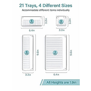 Kootek 21 Pcs Desk Drawer Organizer Set 4-Size Bathroom Drawer Tray Dividers Versatile Storage Bins Plastic Vanity Trays Organizers Divider Container for Dresser Makeup Kitchen Utensil Office