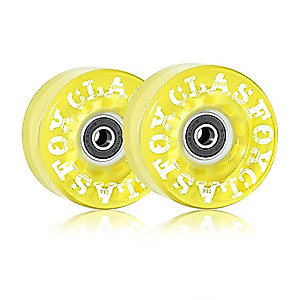 CLAS FOX 78A Indoor or Outdoor 65x35mm Quad Roller Skate Wheels with ABEC-9 Bearings 8 Pcs (Yellow)