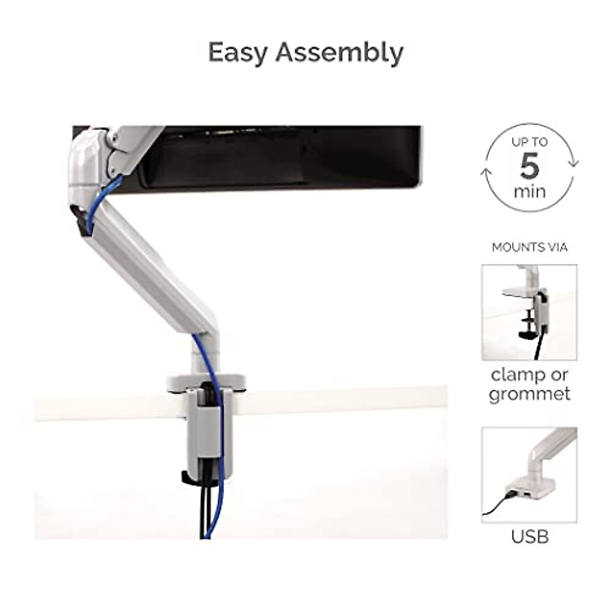 Fellowes 8056401 Platinum Series Adjustable Computer Monitor Stand for Desk with Single Monitor Arm, 32 Inch Monitor Capacity