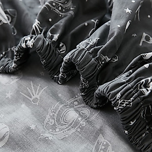 Brandream Milky Way Space Galaxy 3-Piece Baby Boy Girl Nursery Crib Bedding Set with Spaceship Rocket Theme - Black and White Bedding