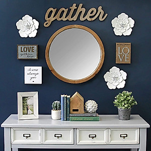 Metal Flower Wall Art Multiple Layer Decor for Indoor Outdoor Home Bedroom Living Room Office Garden Set of 3(White)